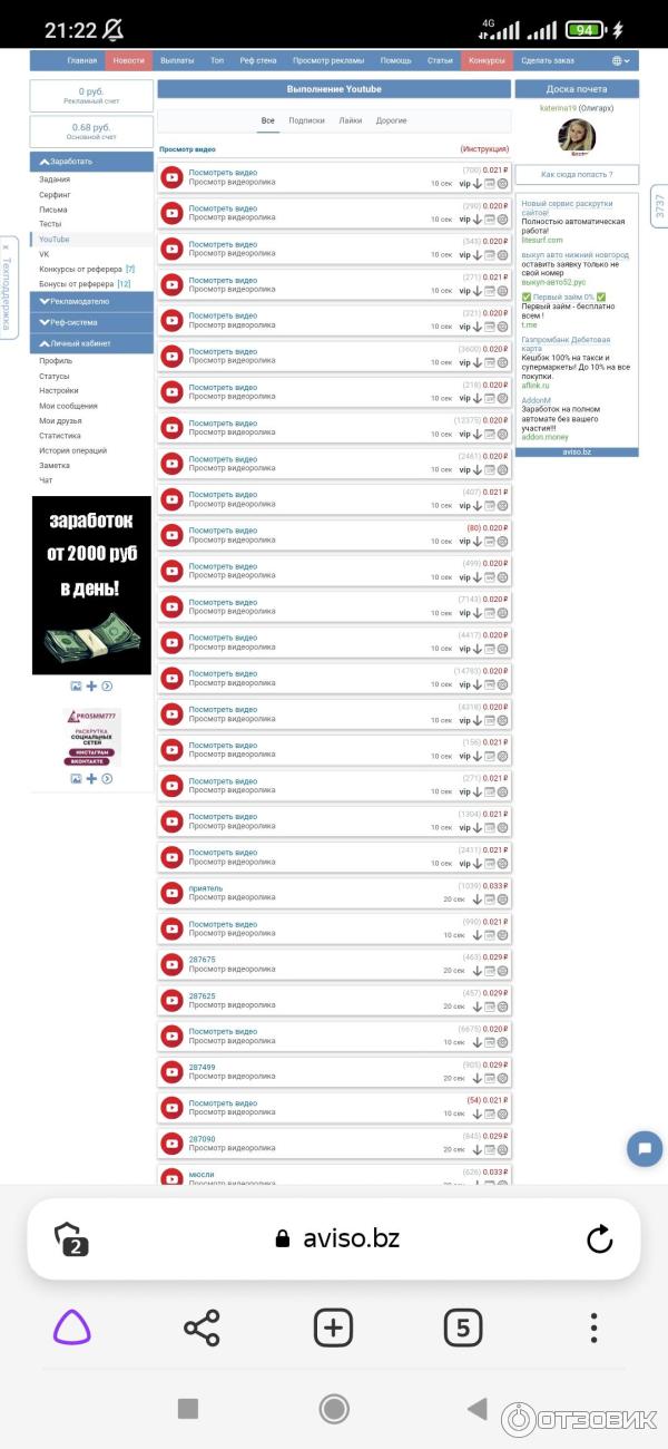 Отзыв о Aviso.bz - накрутка подписчиков и просмотров для Ютуб и ТикТок | Потрать кучу времени и ...