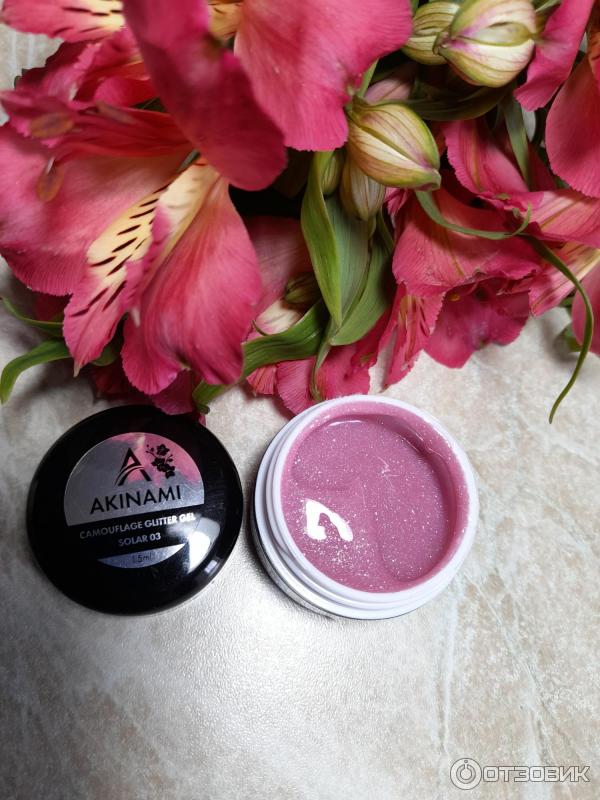 Отзыв о Гель с блестками для наращивания ногтей "Камуфляж" Akinami | Красивый цвет, отличное ...